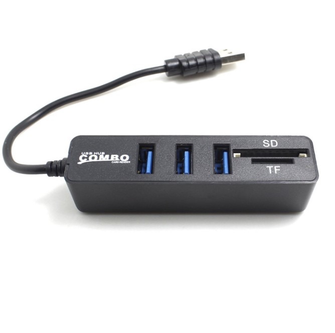 3 Ports USB 2.0 HUB with Card Reader Combo for SD MMC TF Micro SD Cards ...